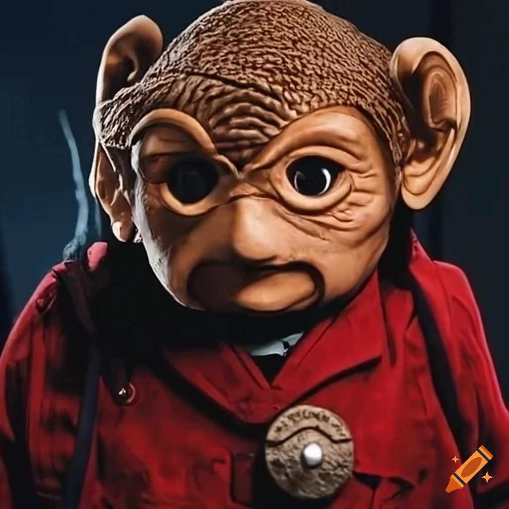 Nien nunb as a standup comedian in a comedy act on Craiyon
