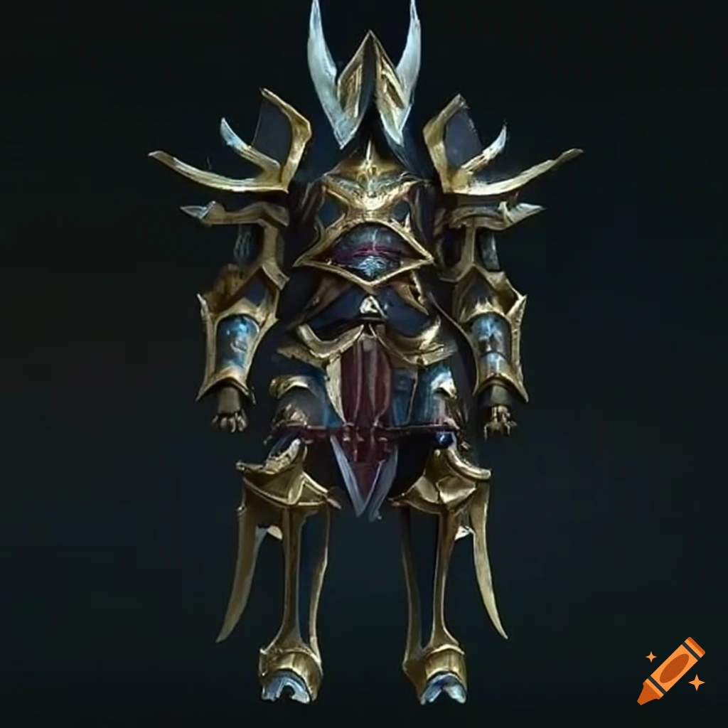 Exalted magic armor front view on Craiyon