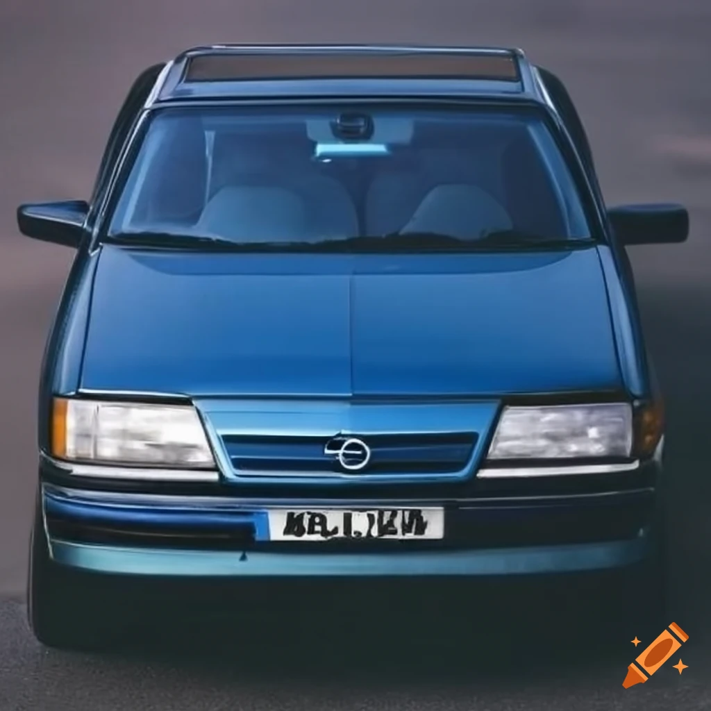 Blue opel omega car model from 1989 with shiny surface on Craiyon