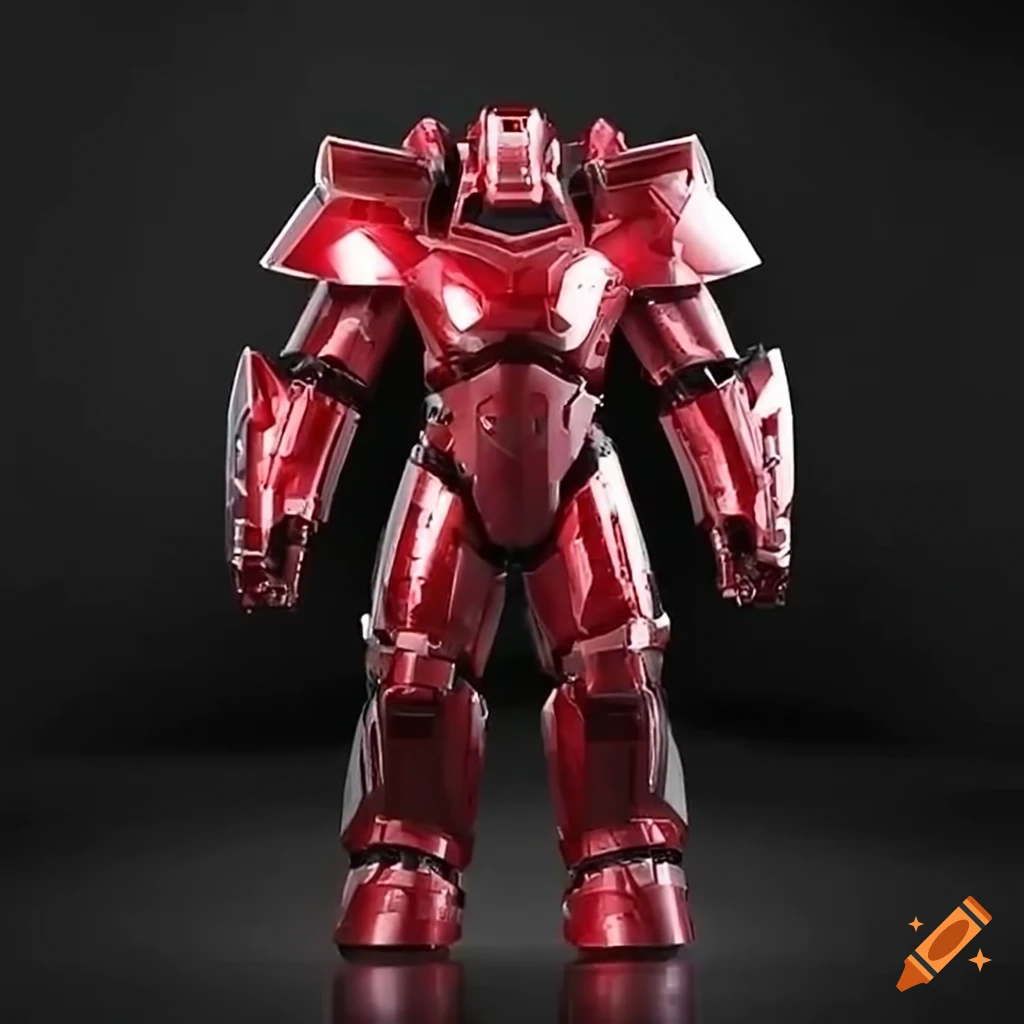 Full body power armor made of red crystals with jet pack turbines on ...