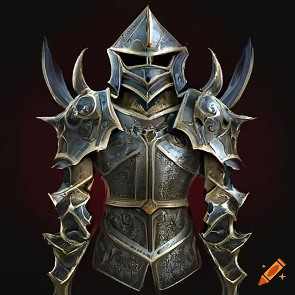 Front view of adorned magic armor on Craiyon