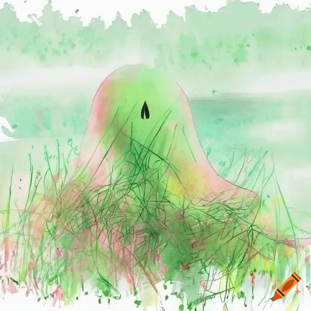Simple pen drawing of a ghost near a pond on Craiyon