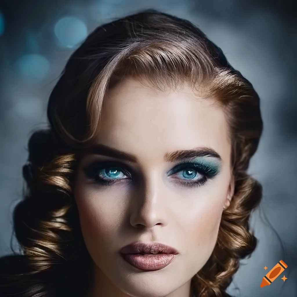 Portrait of a person with intense gaze and extravagant fashion style on ...