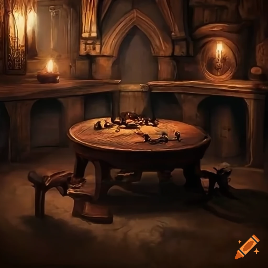 Medieval rpg table setup on Craiyon