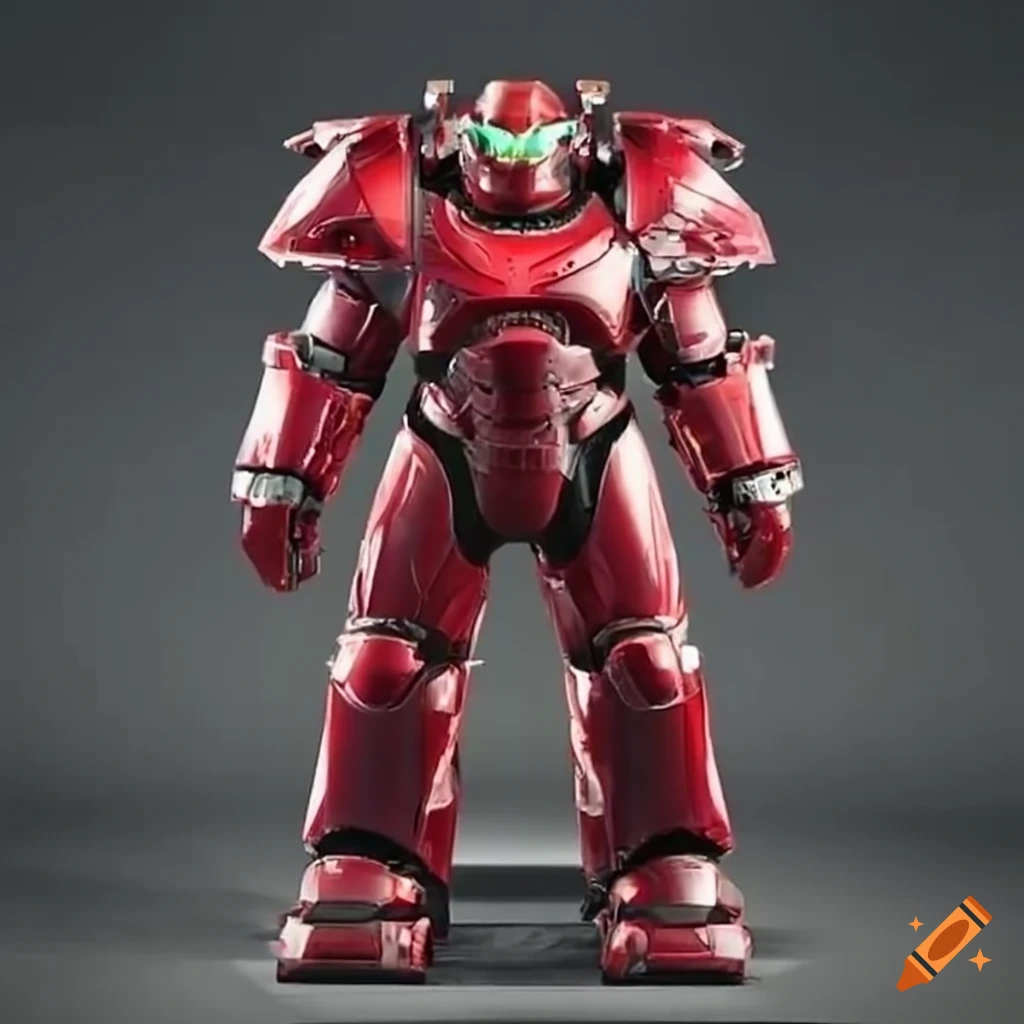 Red crystal power armor with jet pack turbines on Craiyon