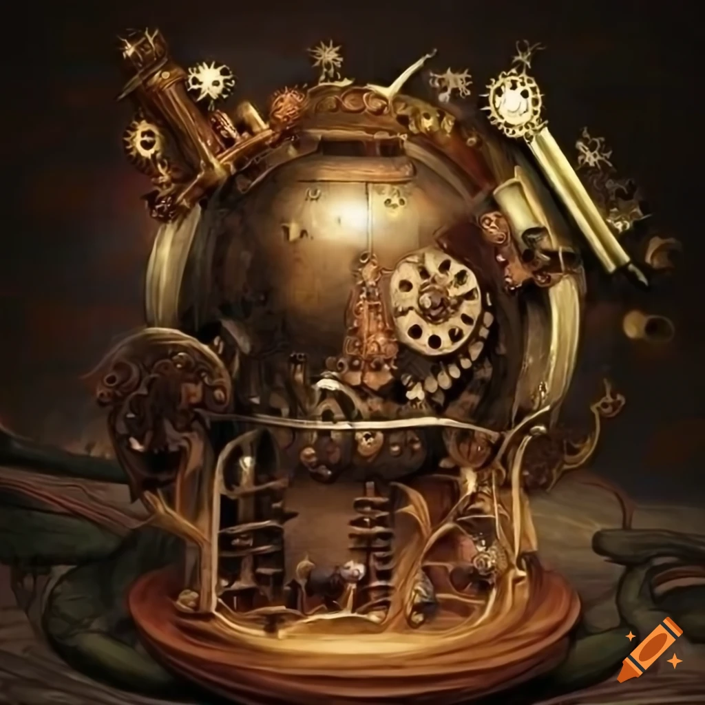 Collection of steampunk items on Craiyon