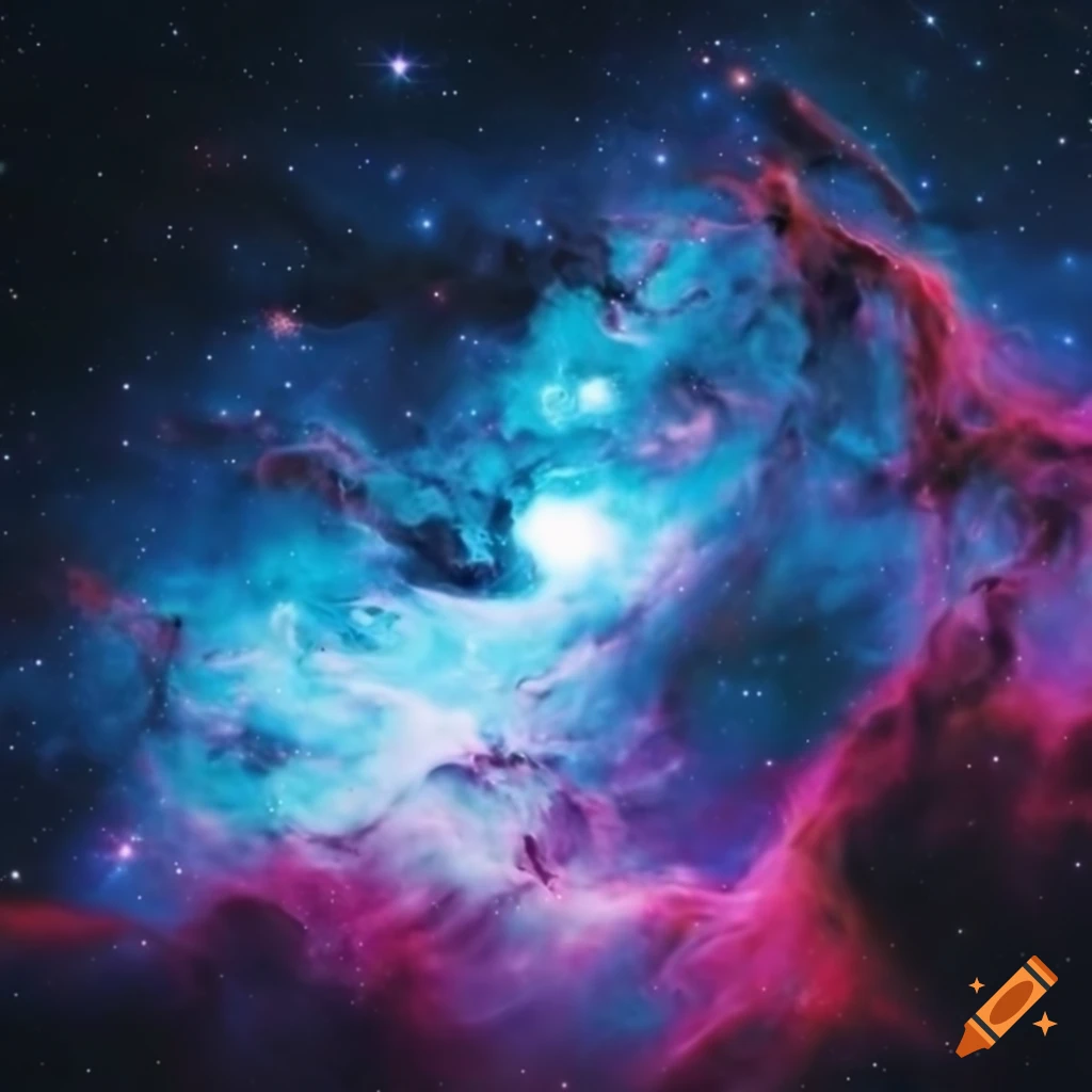 Radiant nebula with shining star clusters and gas clouds in space on ...