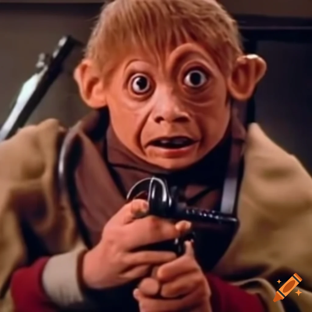 Nien Nunb as a retro action movie love interest on Craiyon