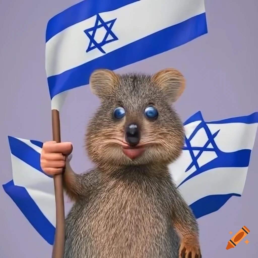 Quokka holding or waving an israel flag on Craiyon