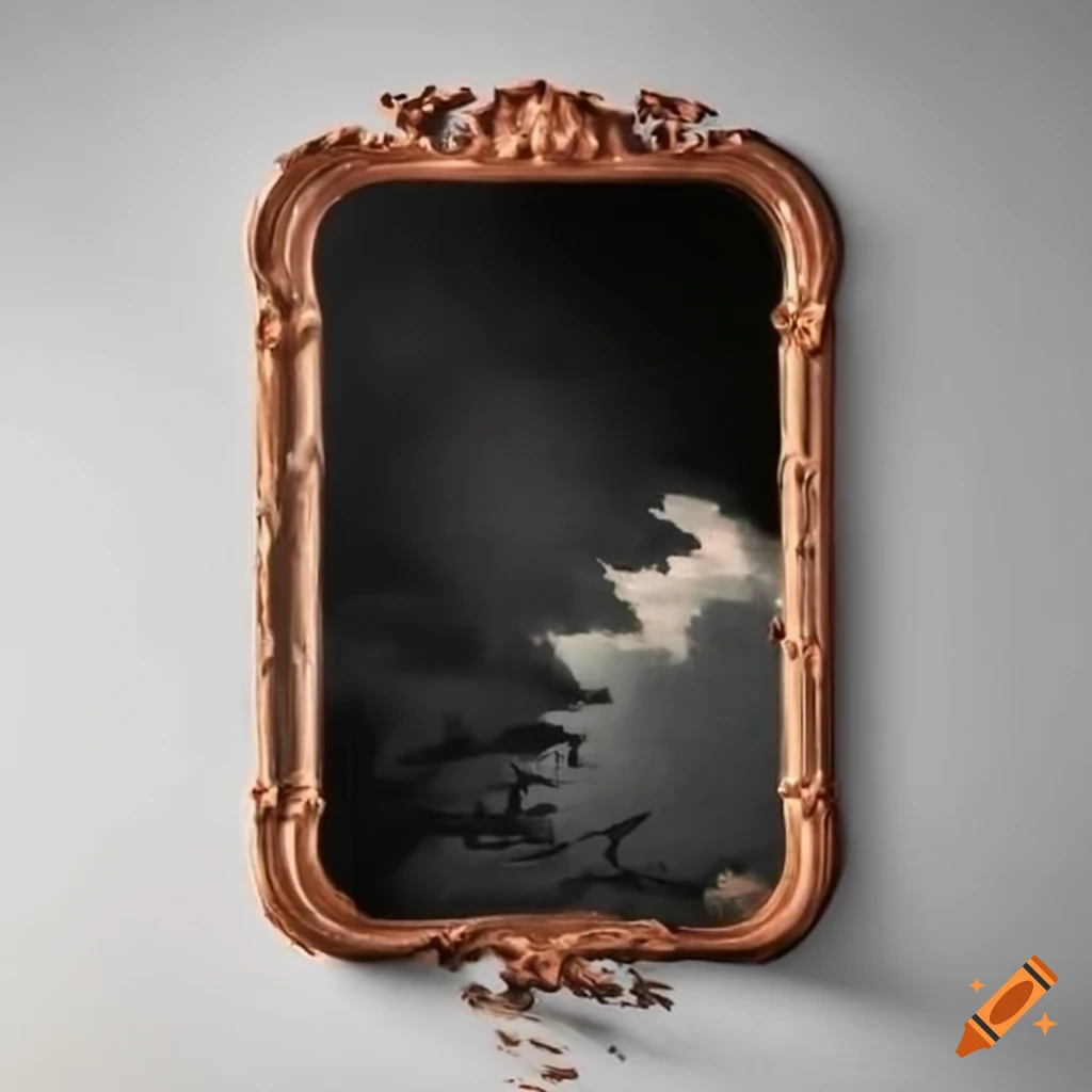 Chinese ink painting of a shadow looking into a mirror on Craiyon