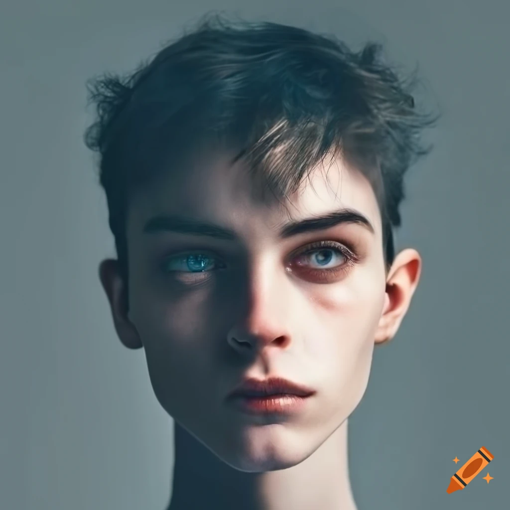 School portrait of a handsome man with dark hair and sharp features on ...