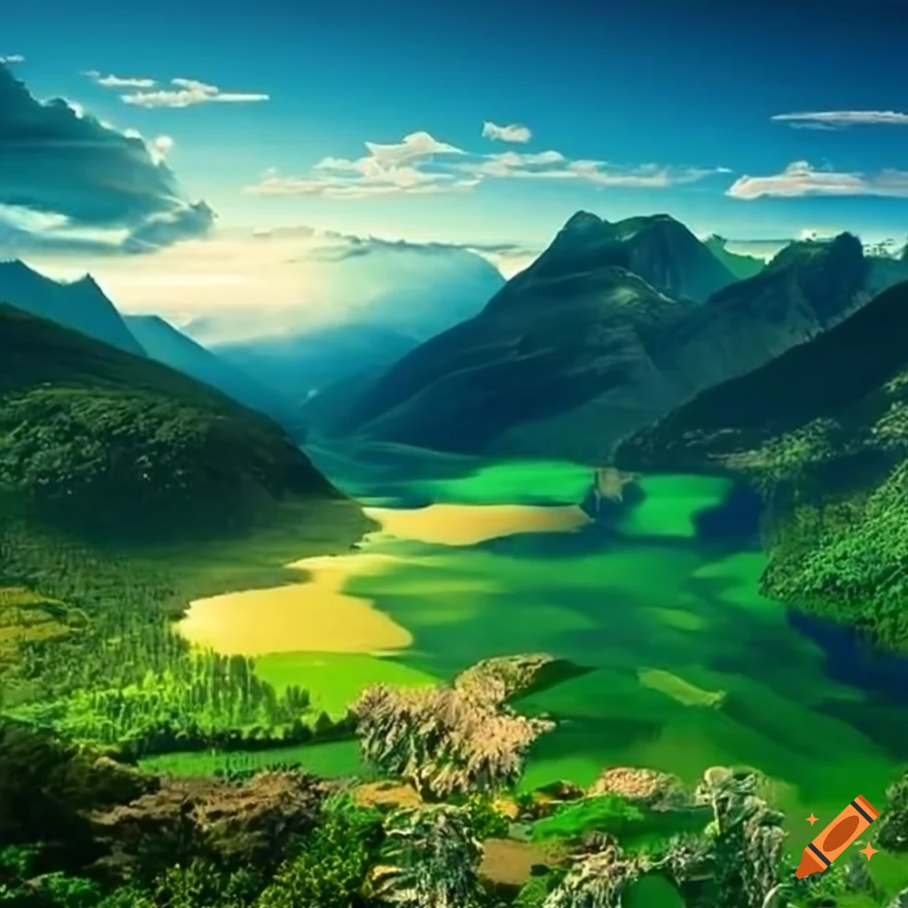 Detailed landscape with unique features on Craiyon