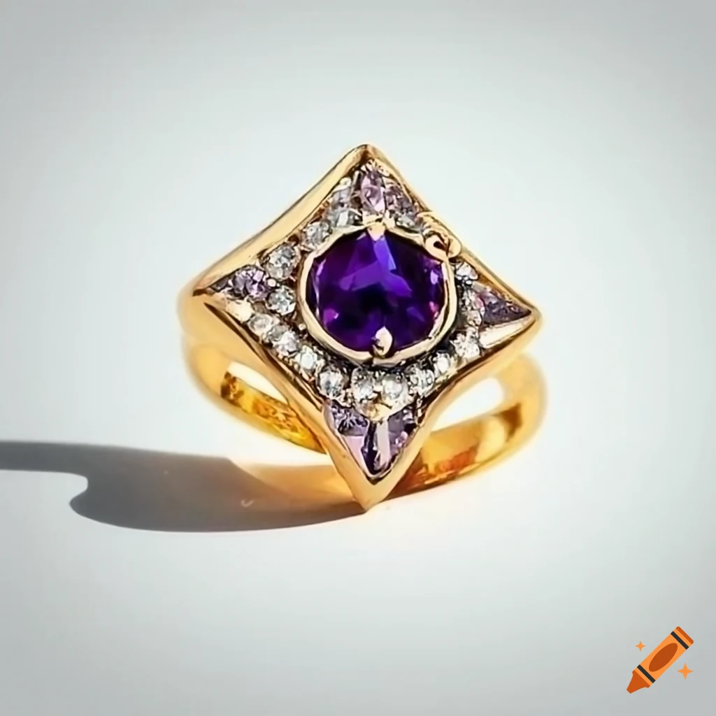 Six-pointed star ring with gemstone setting on Craiyon