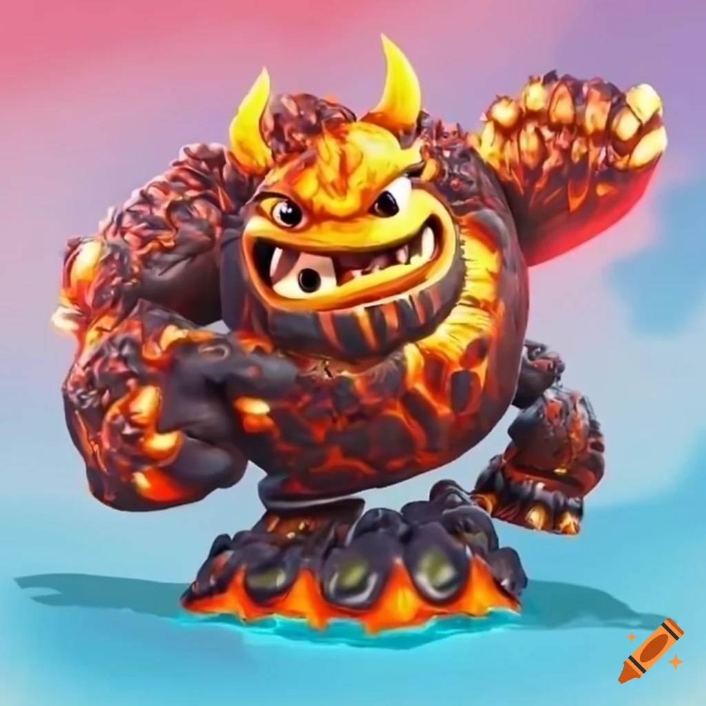 Lava hippo skylander character in the style of skylanders on Craiyon