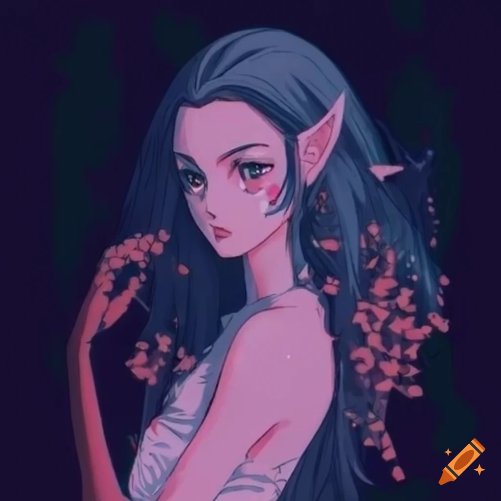 Retro anime aesthetic elf on Craiyon