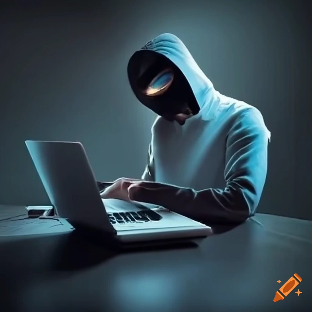 Hacker working on a computer on Craiyon