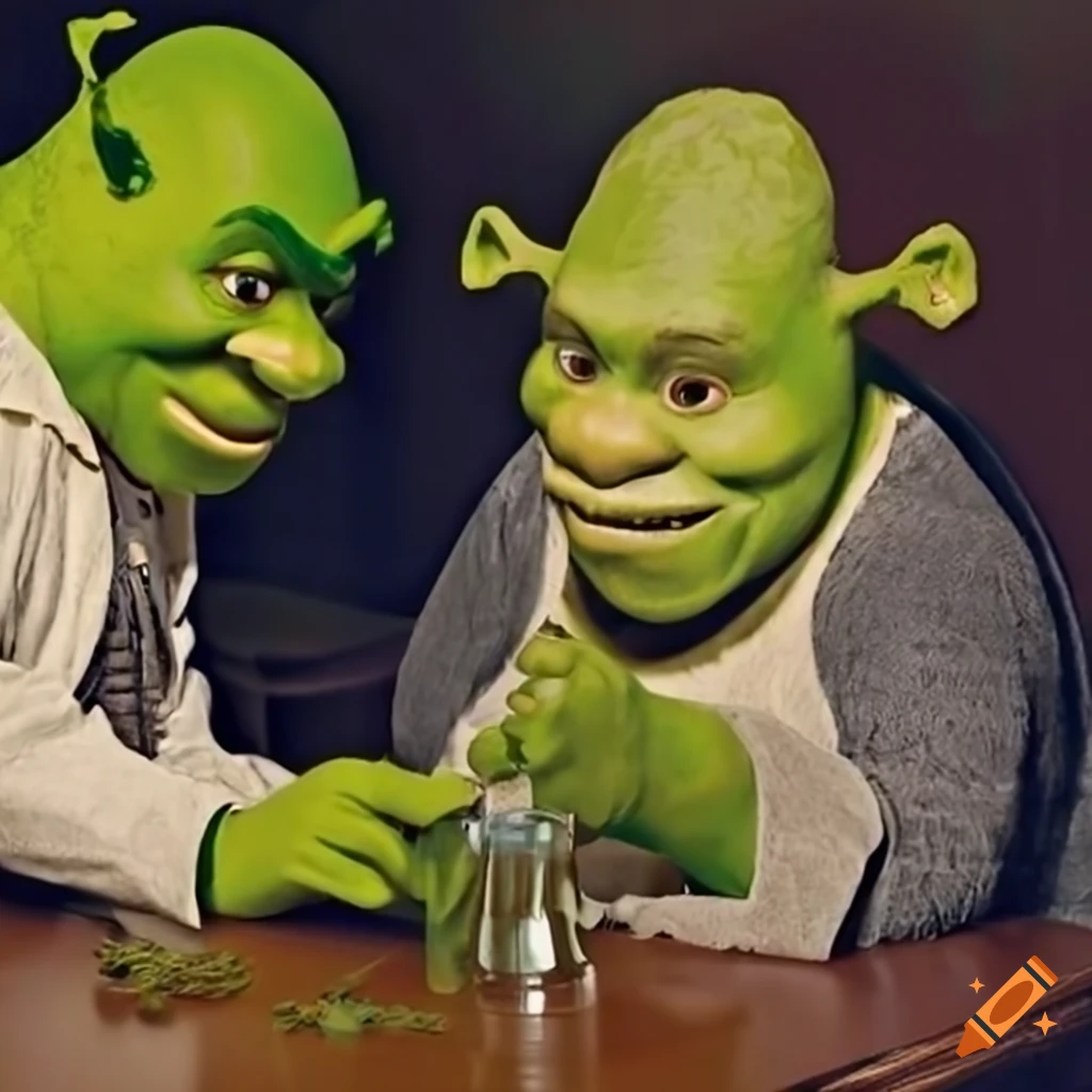 Work party in a laboratory with "shrek" theme and anthropomorphic ...