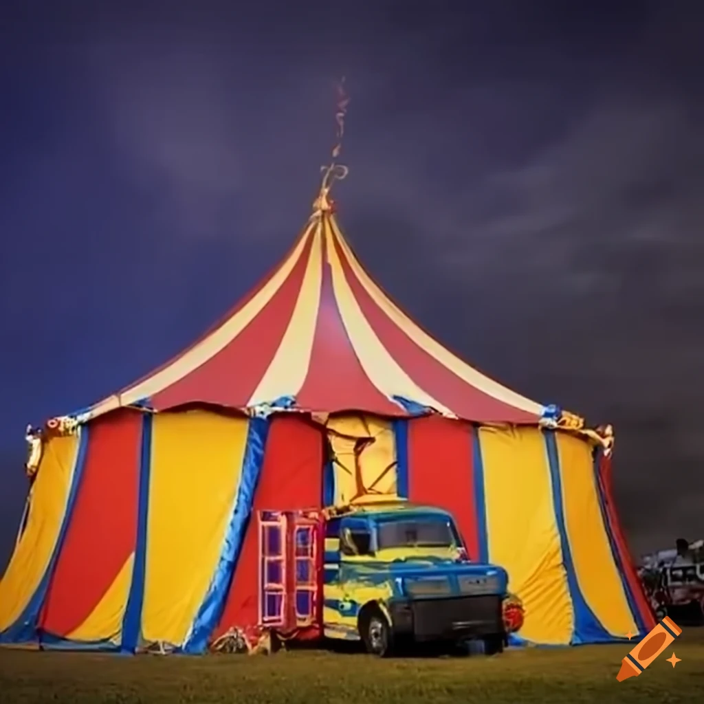 Truck with a circus tent on Craiyon