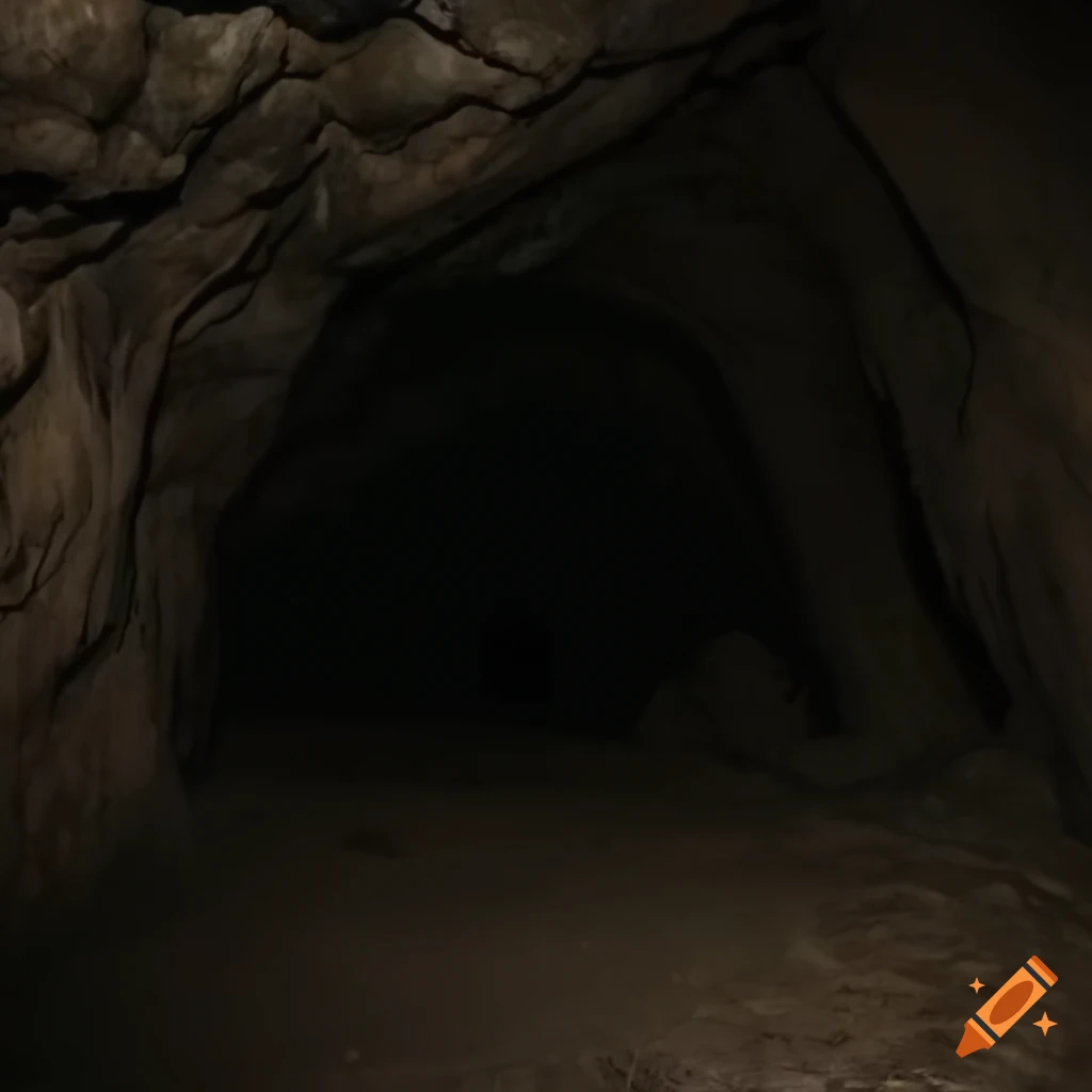 Dark and scary cave with no exit and light on Craiyon