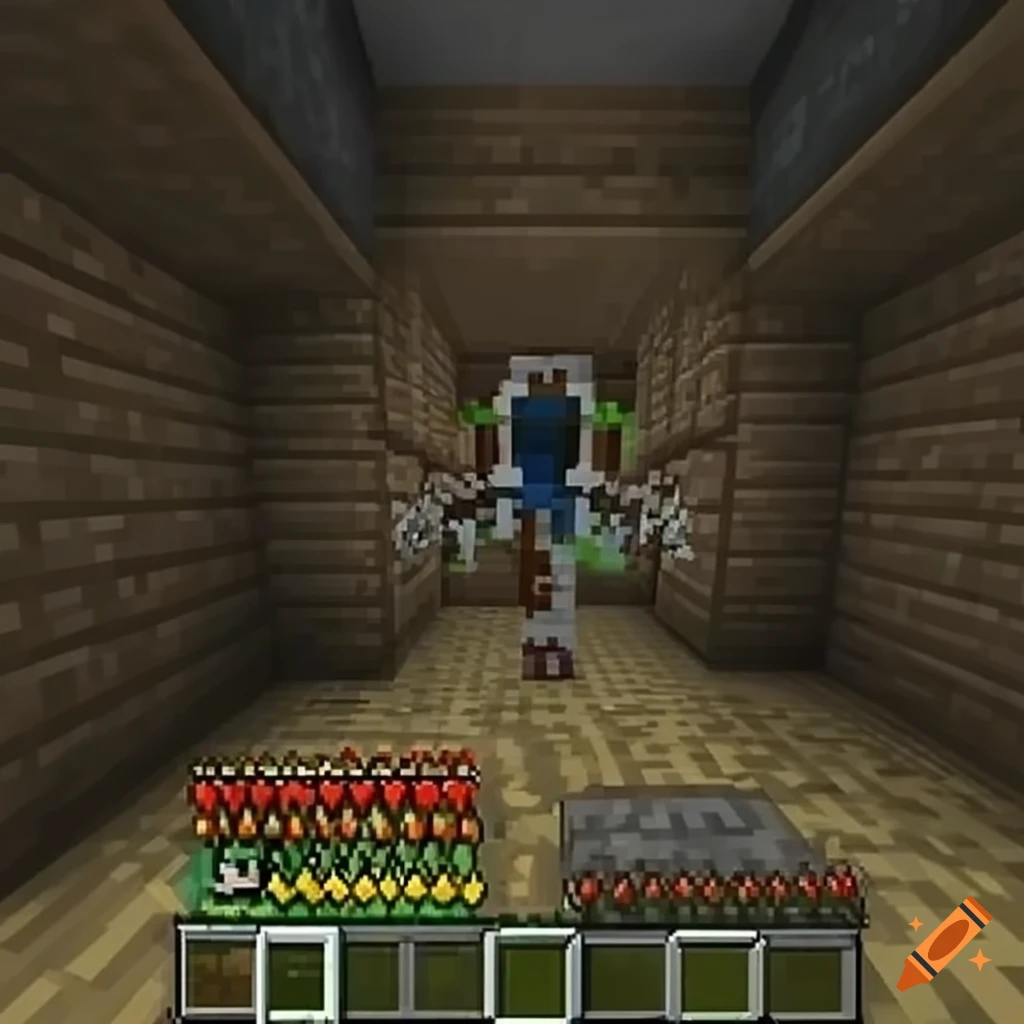 Wizard character in a detailed minecraft scene on Craiyon