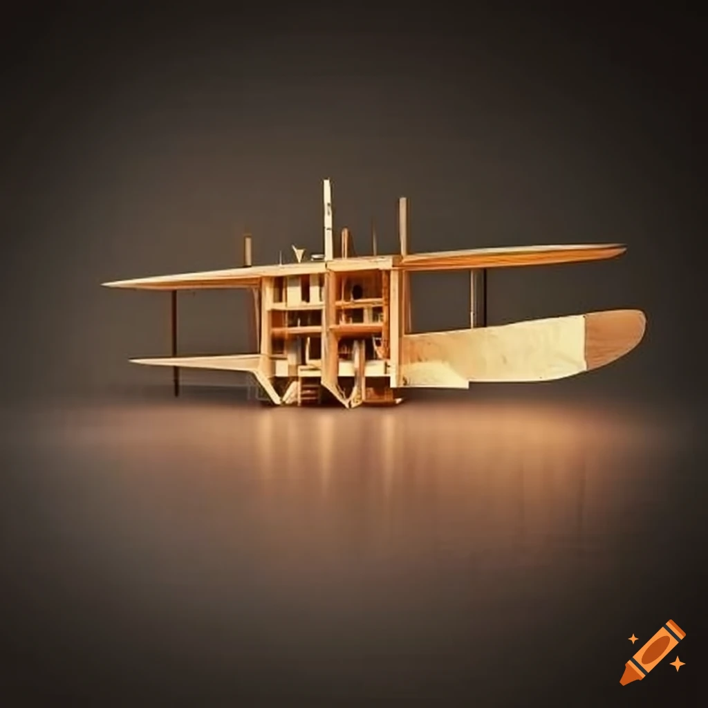 Timber building inspired by the wright brothers plane on Craiyon