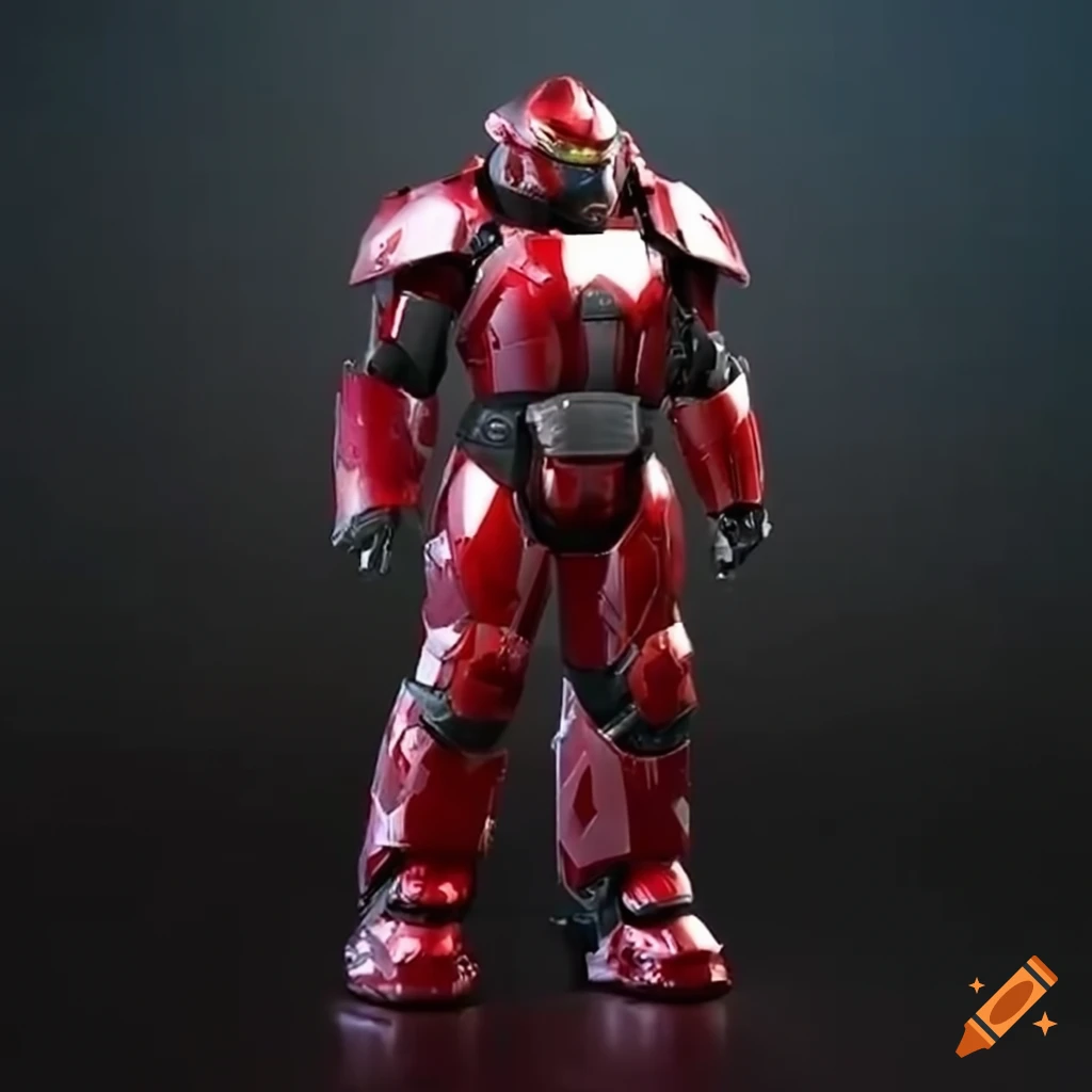 Red crystal power armor with jet pack turbines on Craiyon