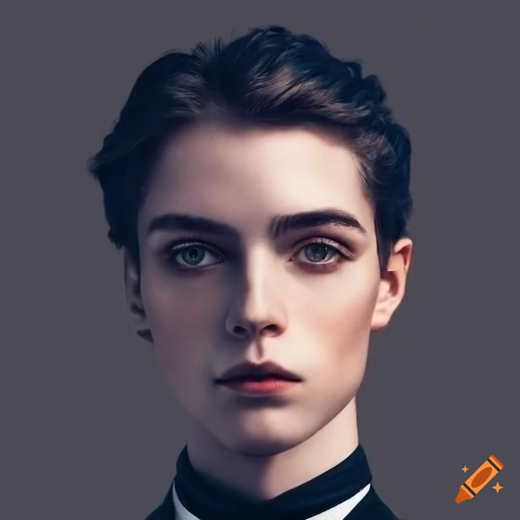 Portrait of a handsome man with dark hair and sharp features on Craiyon