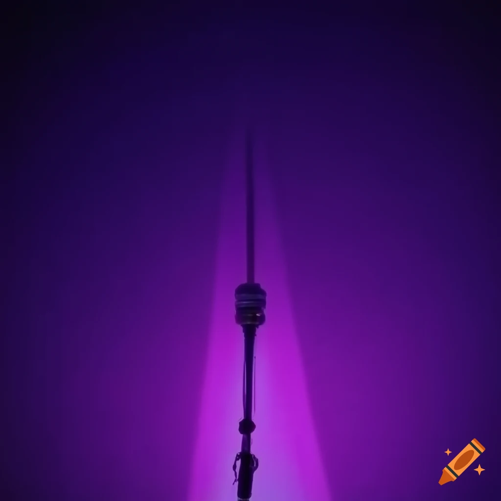 Purple antenna in a cyberpunk style shot from a low angle on Craiyon