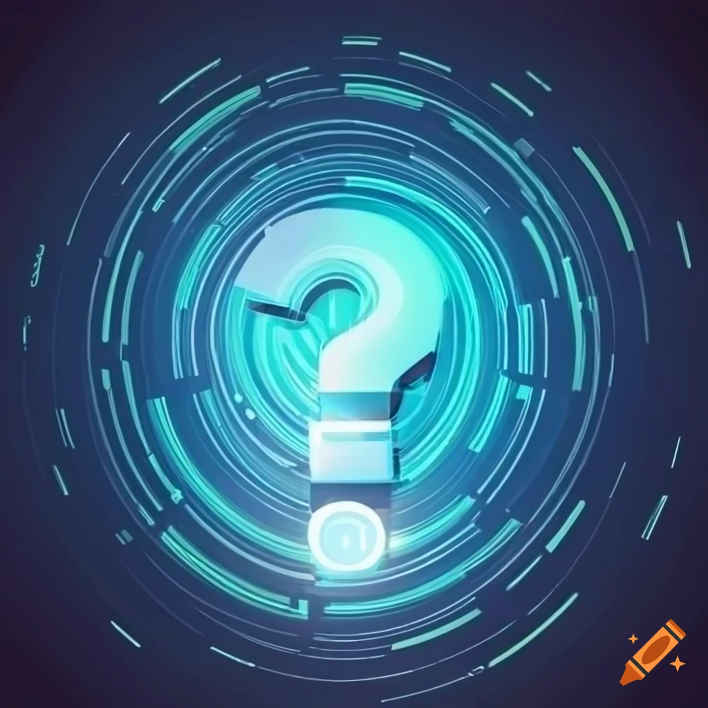 Abstract pixel question mark with light technology background on Craiyon