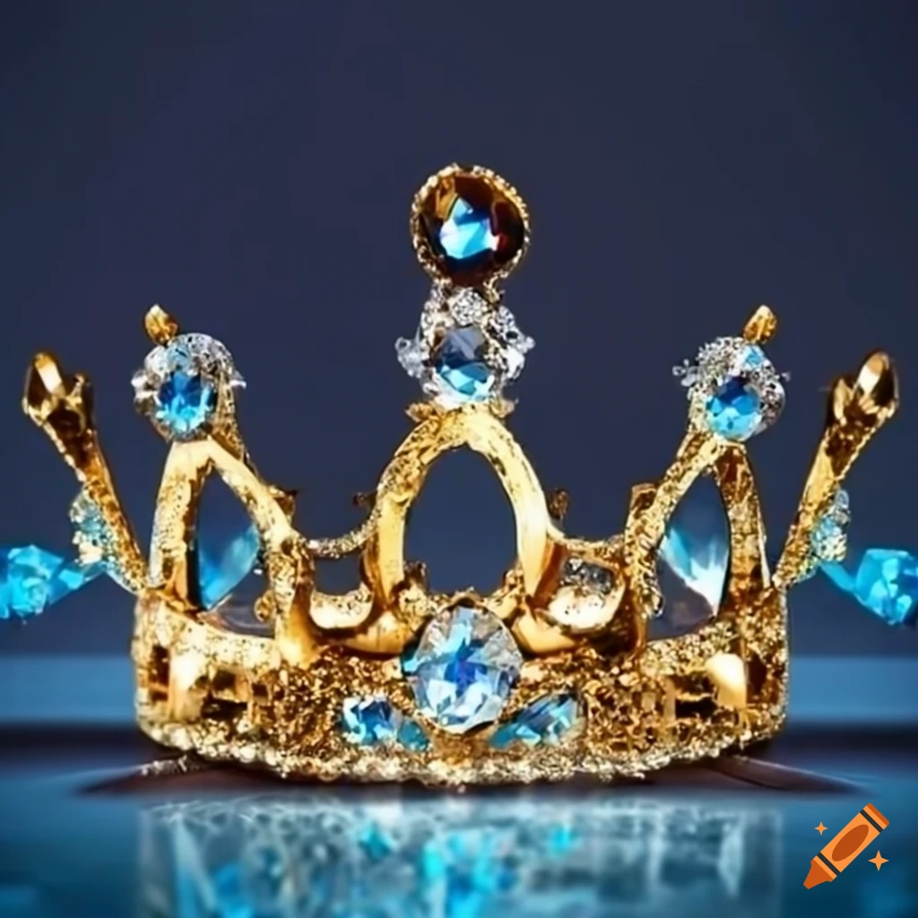 Exquisite crown crafted with ice crystals and gold on Craiyon