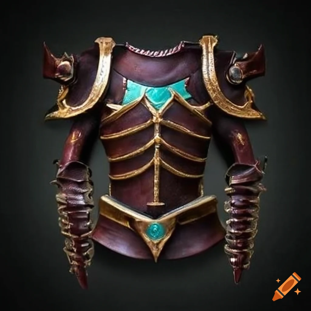 Exalted magic leather chestguard front view on Craiyon