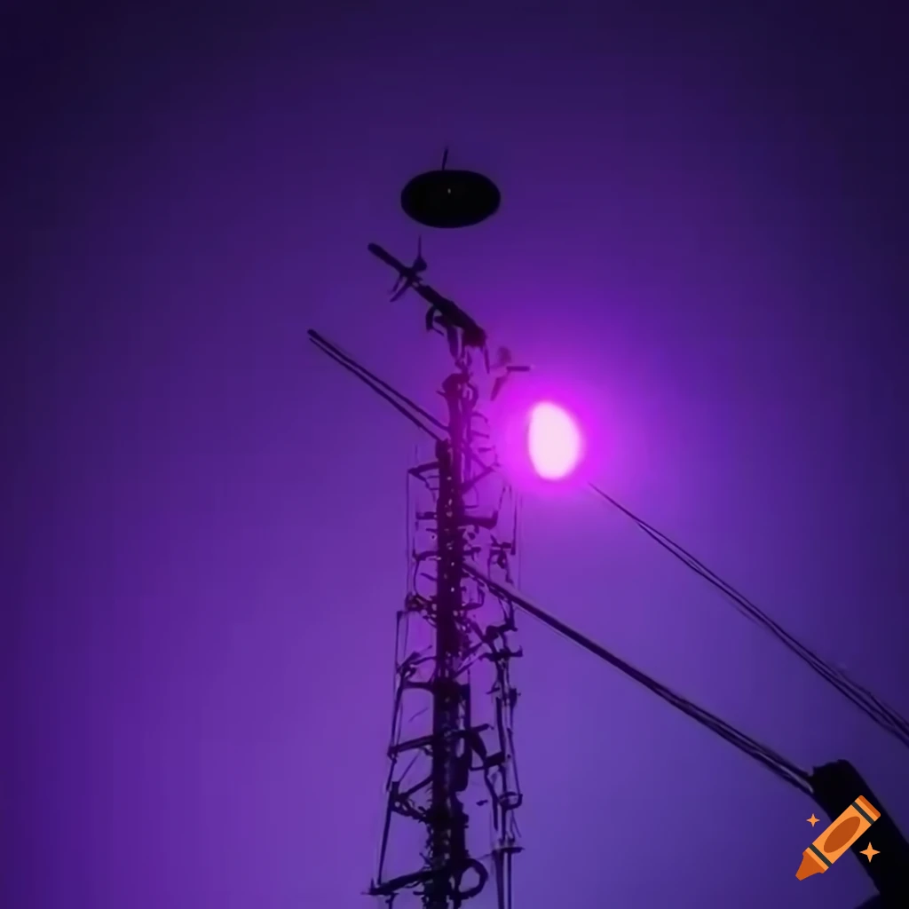 Purple antenna in cyberpunk style with purple lights on Craiyon