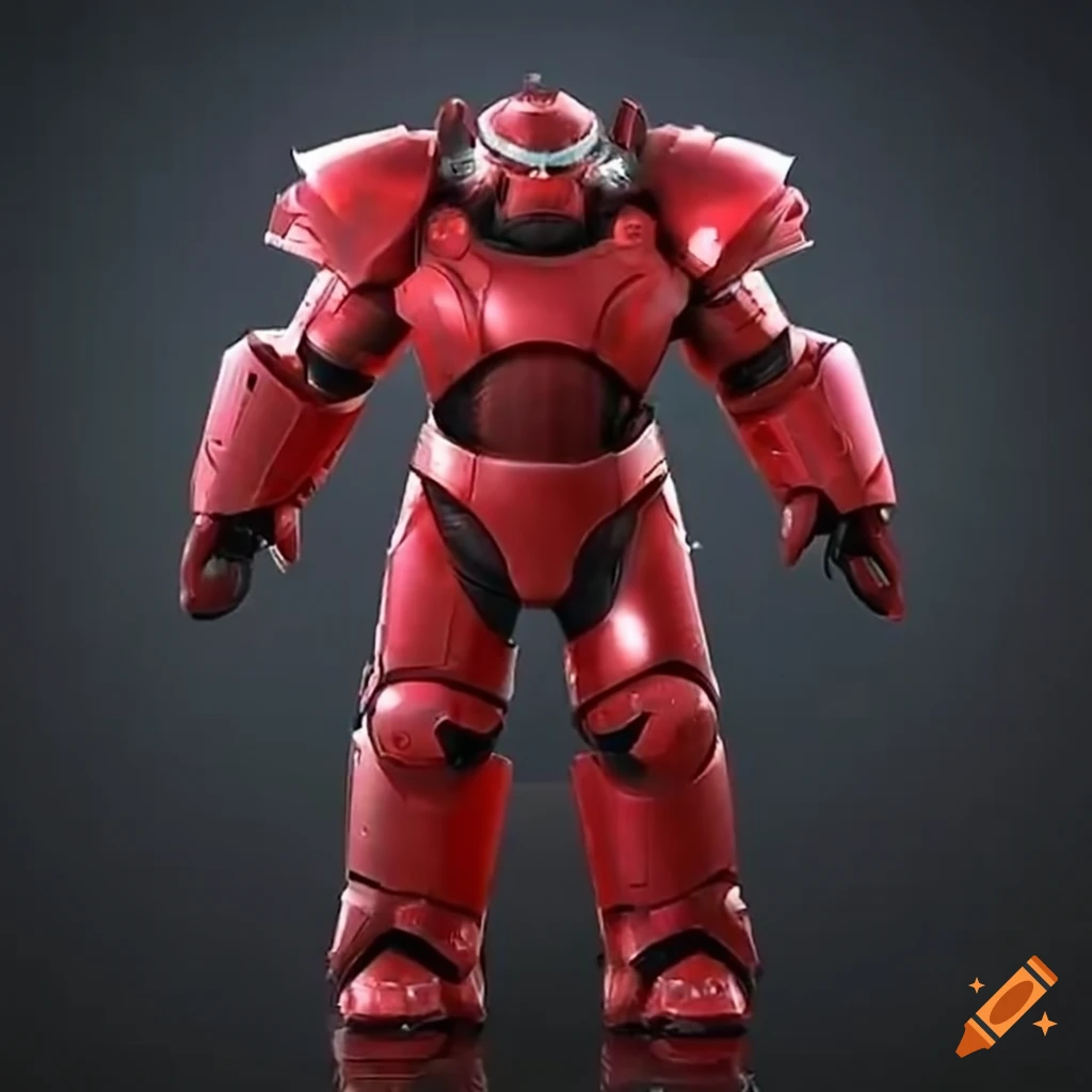 Red crystal power armor with jet pack turbines on Craiyon