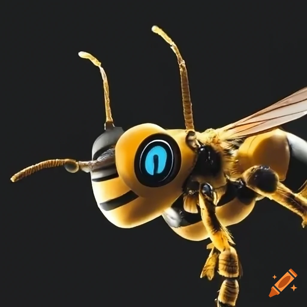 Robotic bee landing on Craiyon