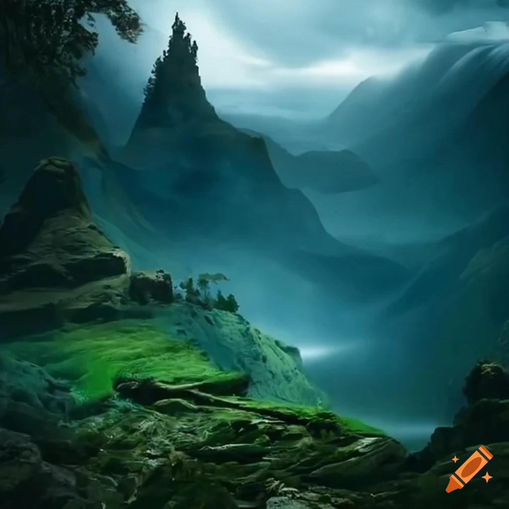 Detailed landscape with unique features on Craiyon