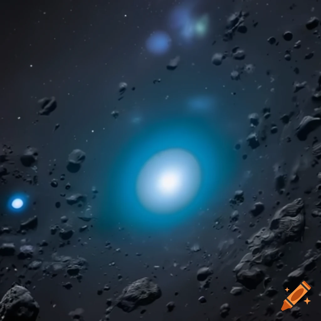 Asteroid field in space view on Craiyon