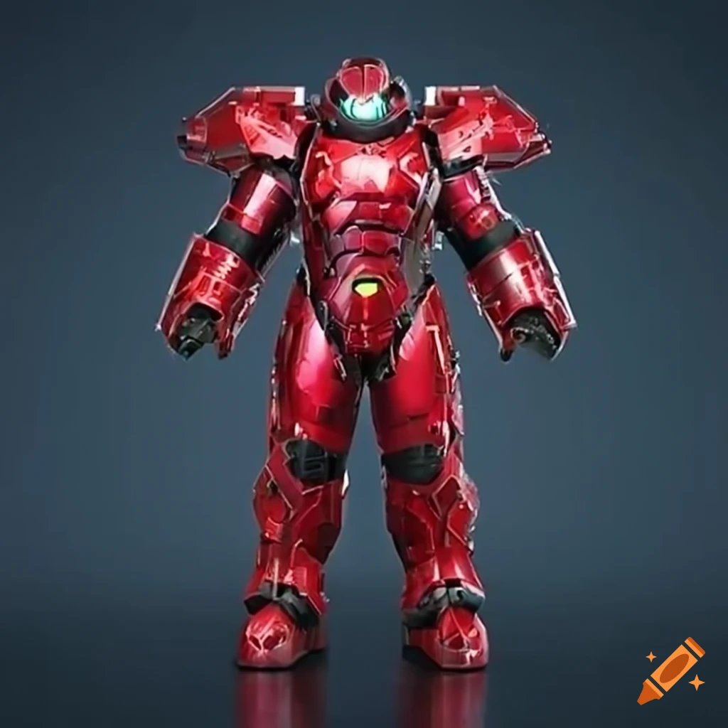 Red crystal power armor with jet pack turbines on Craiyon