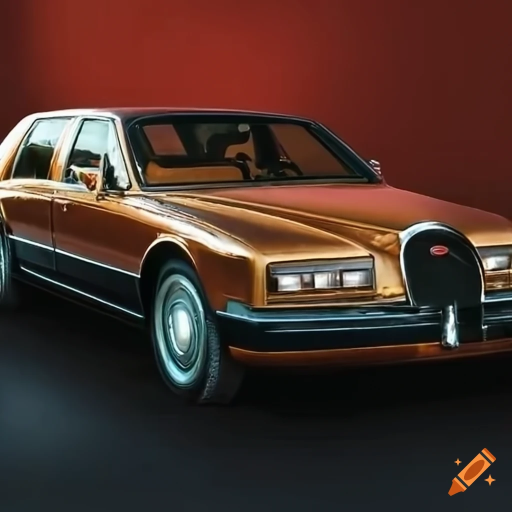 Luxurious 1980s Bugatti Sedan with shiny exterior and leather interior ...