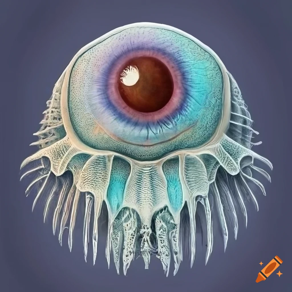 Symmetrical eye anatomy illustration by Haeckel on Craiyon