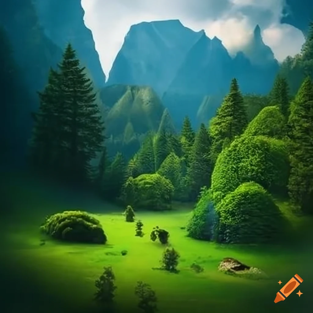 Detailed landscape with unique features on Craiyon