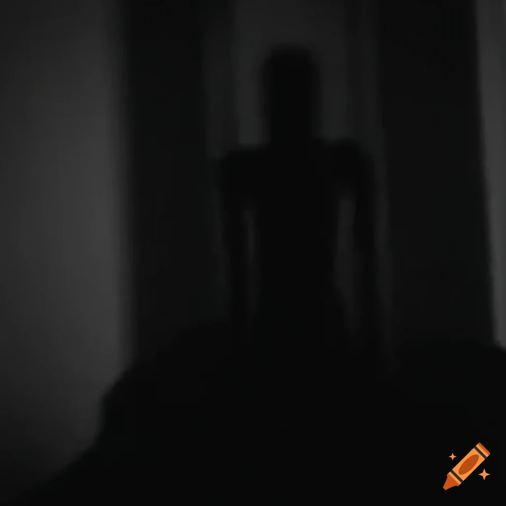 Tall black creature standing in a dark bedroom at night on Craiyon