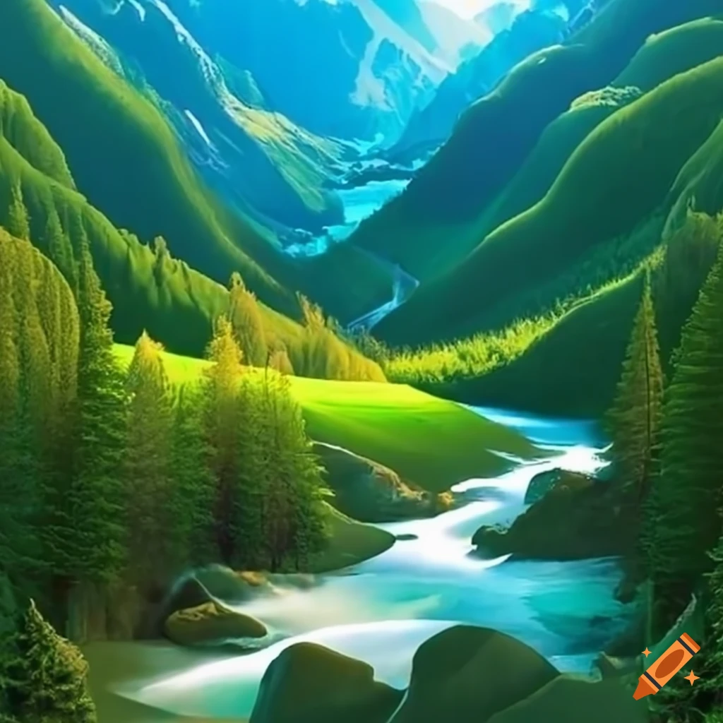 Detailed landscape with unique features on Craiyon