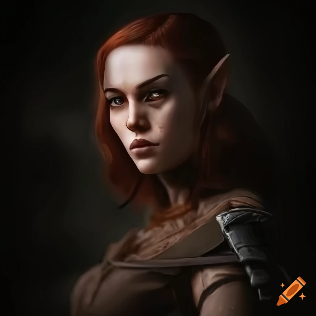 Half-elf rogue ranger character on Craiyon