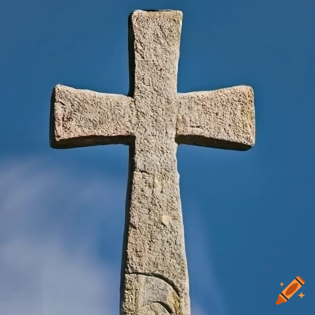 Stone cross with greek symbols chi-rho and an undefined symbol on Craiyon