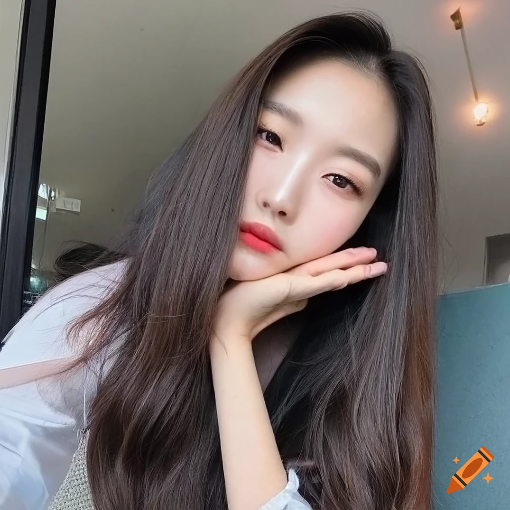 Portrait of captivating and kawaii 17-year-old Asian actress with black hair on Craiyon