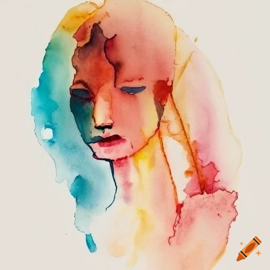 Abstract figure in watercolor on Craiyon