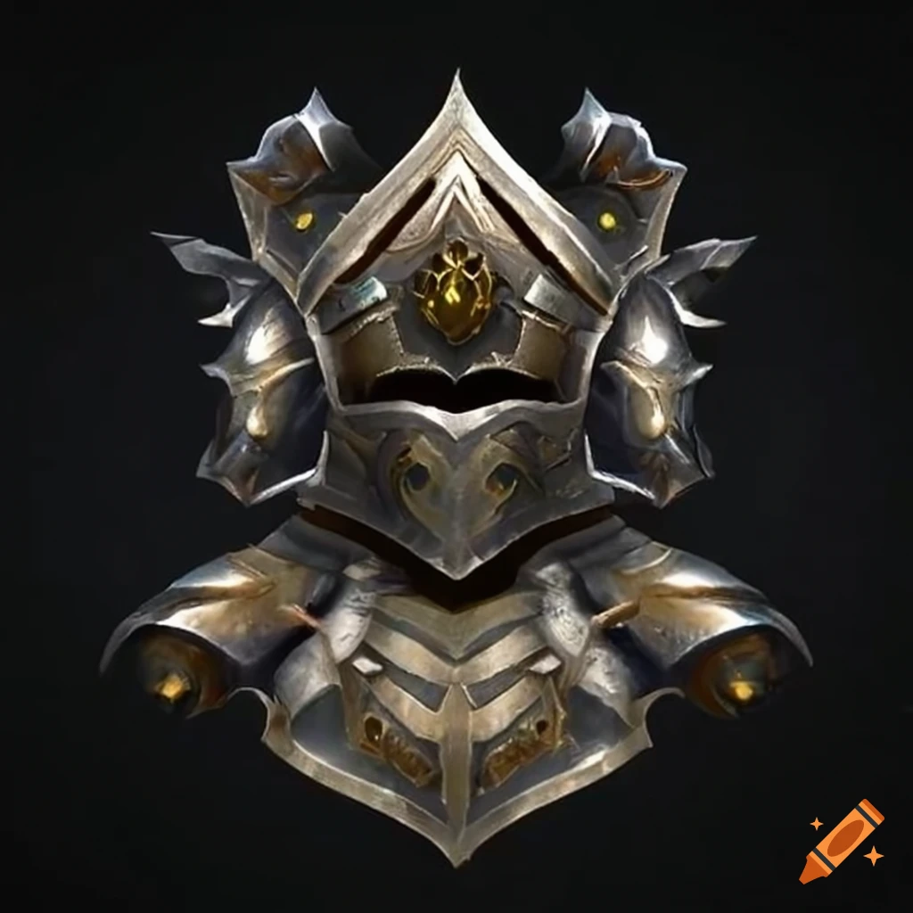 Front view of adorned magic armor on Craiyon