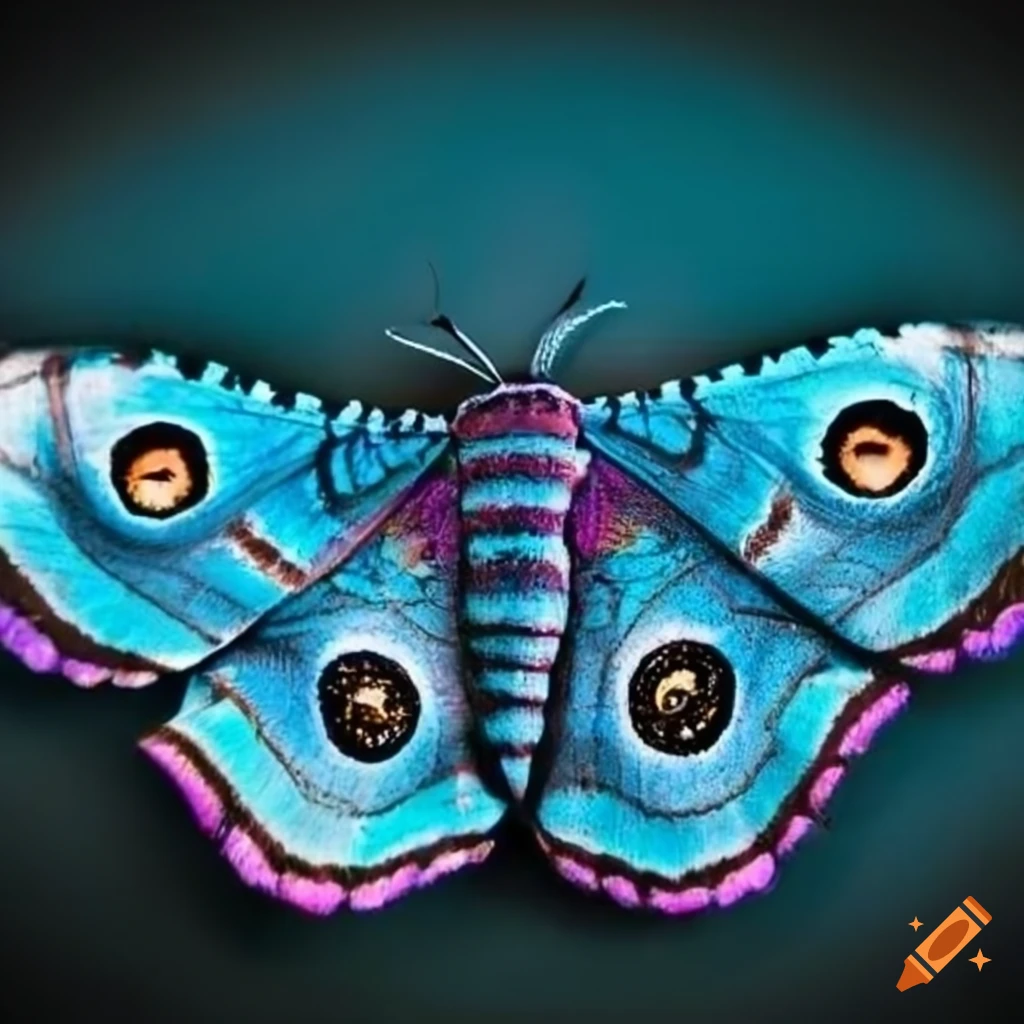 Intricate moth design with beautiful blue wings expressing loss on Craiyon