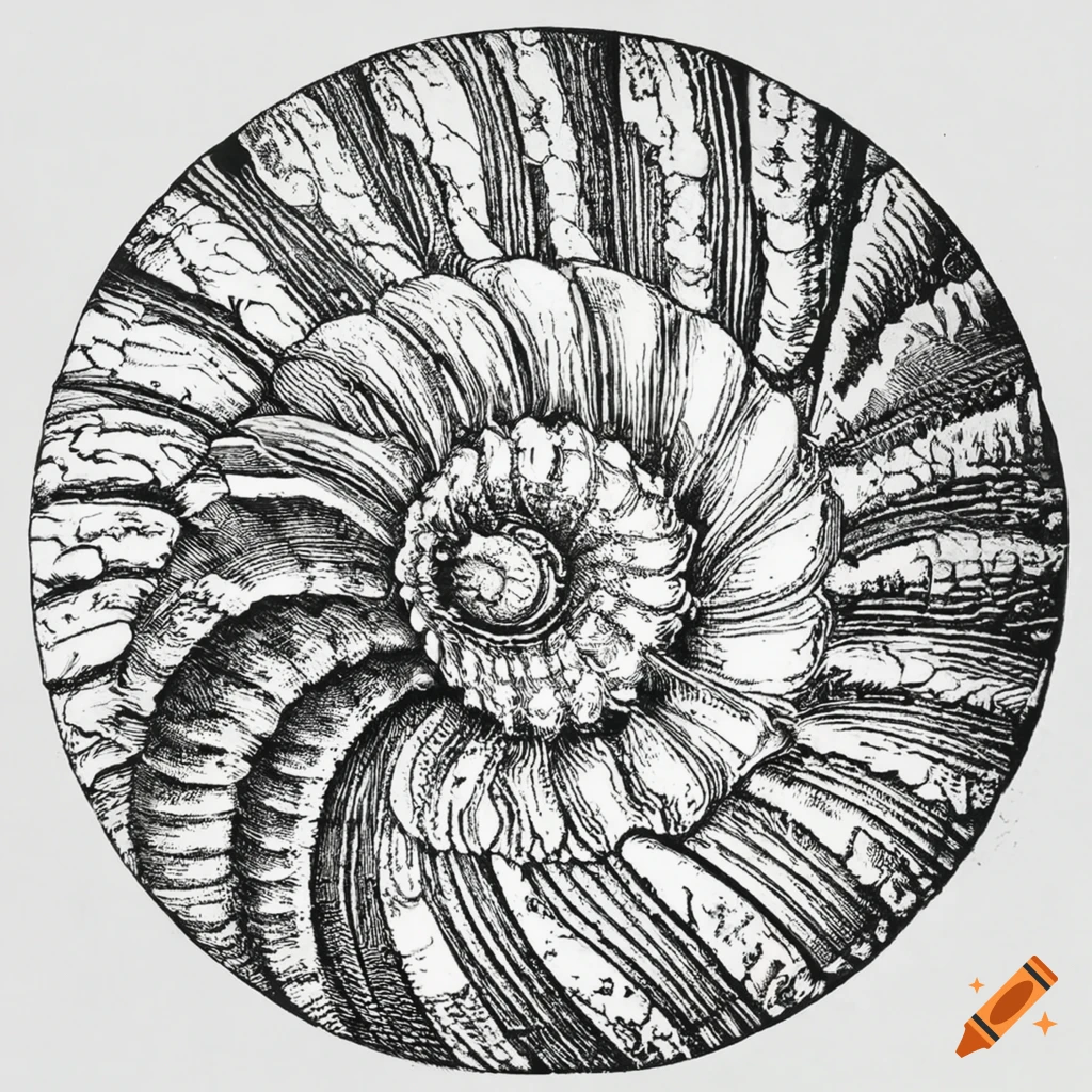 Shell spiral engraving in the style of albrecht dürer on Craiyon