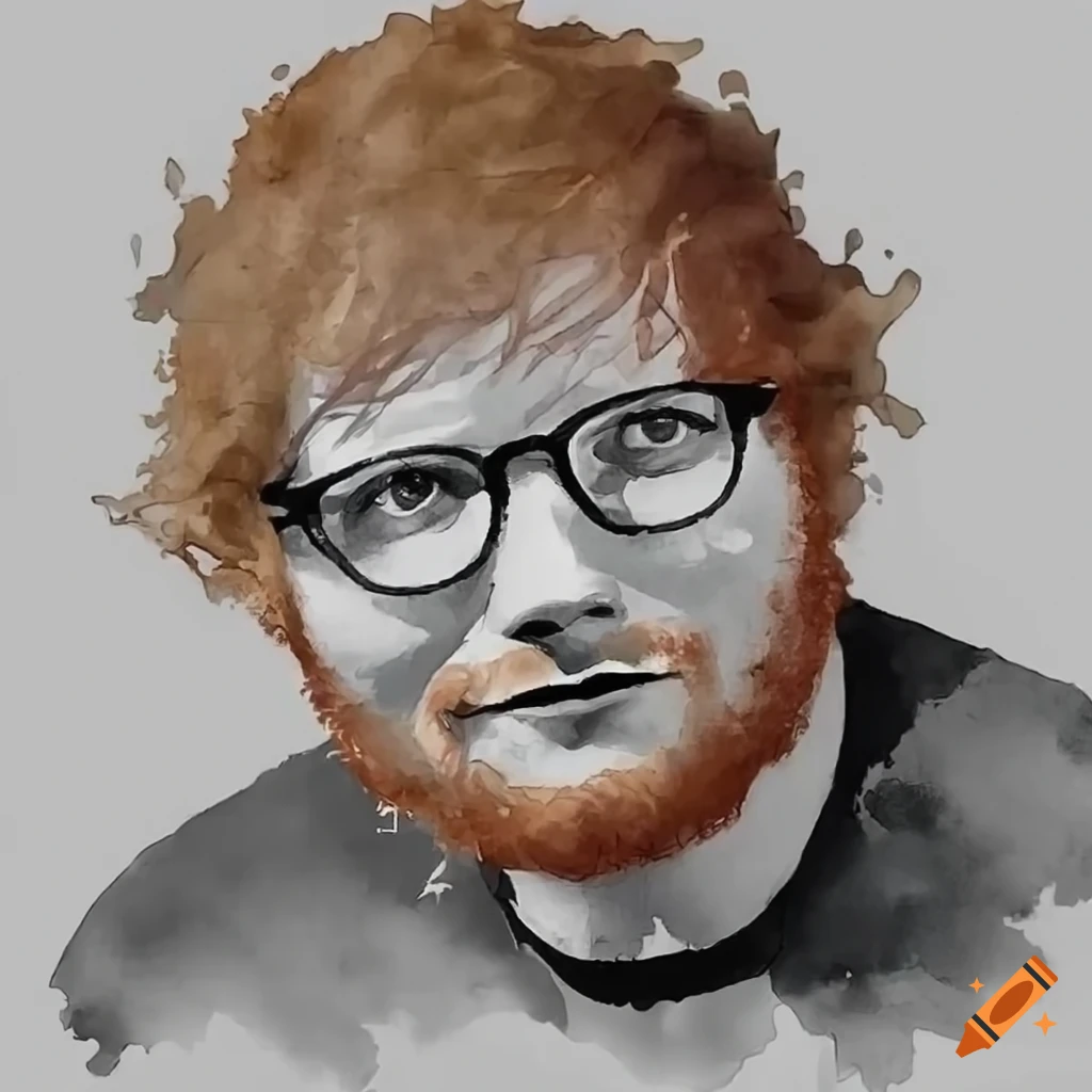 Black and white portrait of ed sheeran on Craiyon